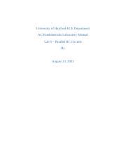 Lab Parallel RC Circuits Docx University Of Hartford ECE Department AC Fundamentals
