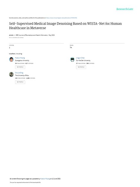 Self Supervised Medical Image Denoising Based On Wista Net For Human Healthcare In Metaverse
