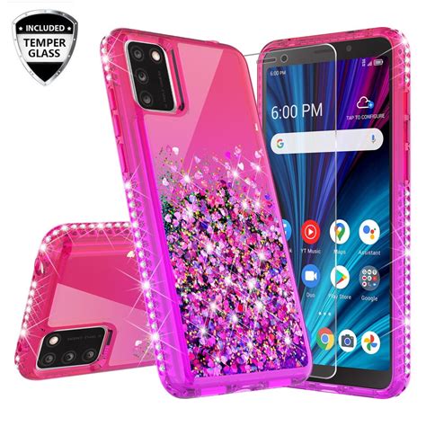 Alcatel TCL A3X A600DL Case Liquid Quicksand Glitter Cute Phone Case Clear Bling Diamond Shock