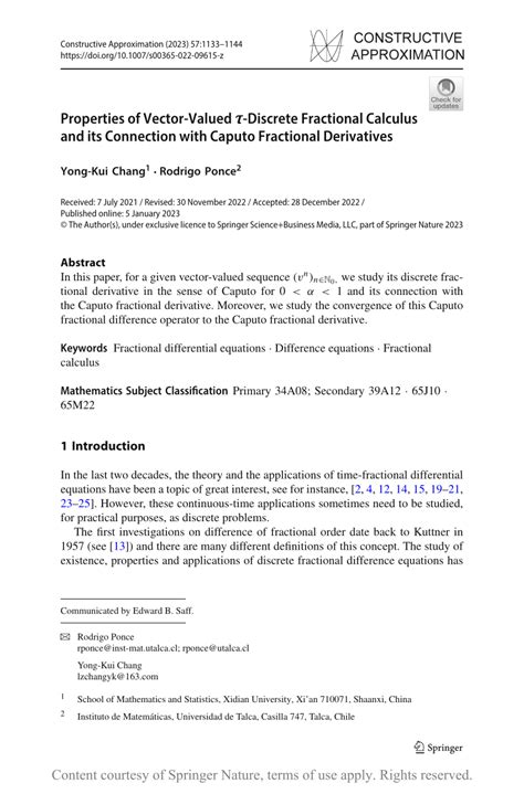 Properties Of Vector Valued τ Discrete Fractional Calculus And Its