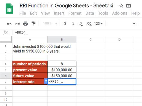 How To Use Rri Function In Google Sheets Step By Step