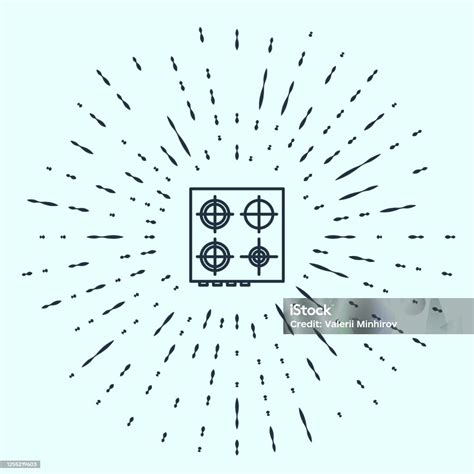 회색 배경에 격리 된 검은 줄 가스 스토브 아이콘 쿡탑 기호 4 개의 원 버너와 호브 추상 원 임의점 벡터 일러스트레이션 가능성에 대한 스톡 벡터 아트 및 기타 이미지