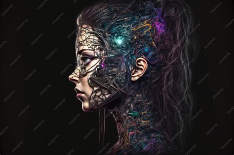 Premium Photo Artificial Intelligence Humanoid Cyber Girl With A Neural Network