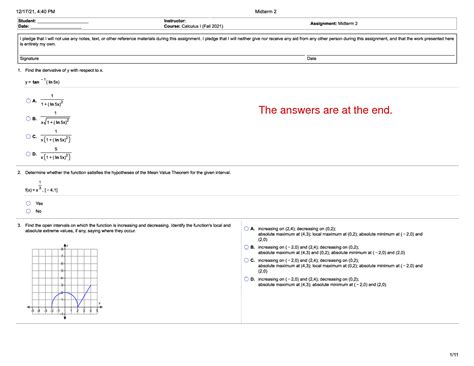 SOLUTION Calculus 1 Midterm Exam 2 Studypool