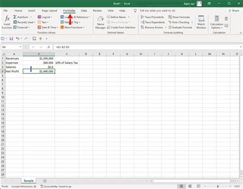 วิธีค้นหาการอ้างอิงแบบวงกลมใน Excel
