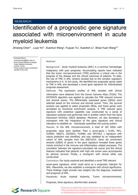 Pdf Identification Of A Prognostic Gene Signature Associated With