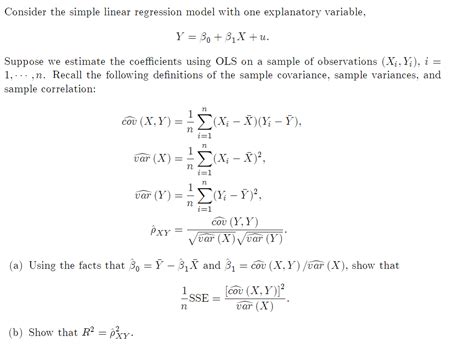 Solved Consider The Simple Linear Regression Model With One Chegg