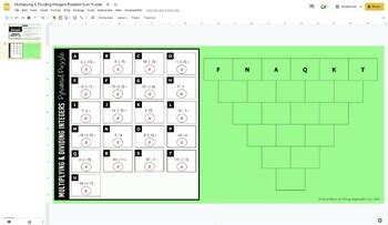 Multiplying Dividing Integers Pyramid Sum Puzzle GOOGLE SLIDES VERSION