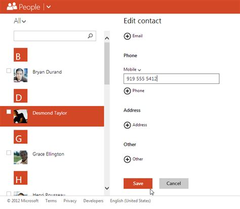 Microsoft Account Adding And Managing Contacts