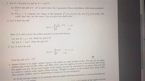 solved 1 let x unif 0 1 and let y 1 x1 a a derive the