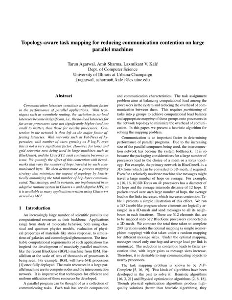 Pdf Topology Aware Task Mapping For Reducing Communication Contention