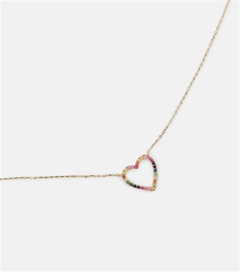 Roxanne First Heart 14kt Gold Necklace With Sapphires Roxanne First