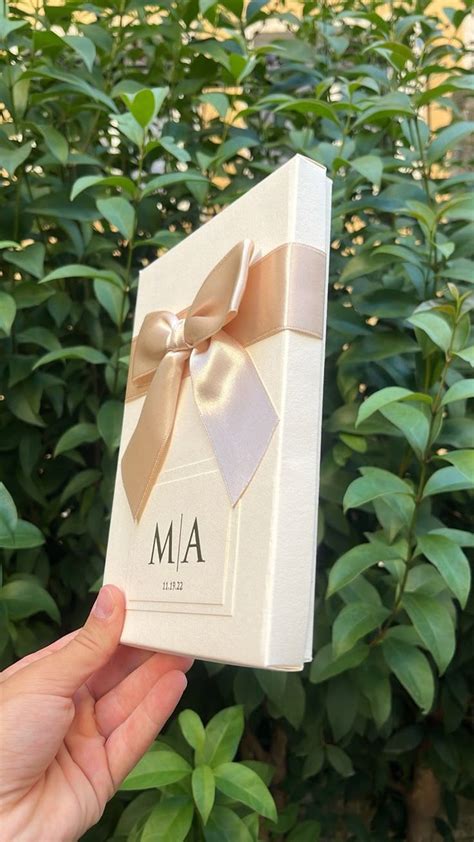 Ivory Invitation Box With Ribbon Acrylic Wedding Invitation Clear