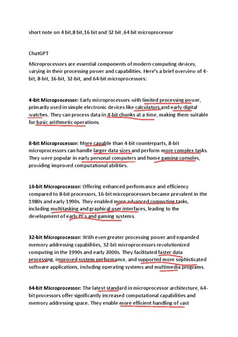 Microprocessor 8086extra Short Note On 4 Bit8 Bit16 Bit And 32 Bit
