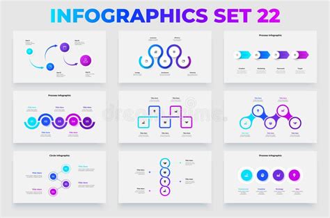 Set Of Infographic Business Process Charts For Presentations Data Visualization And Corporate