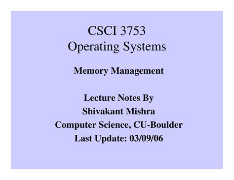 Memory Management Operating Systems Slides Csci 3753 Docsity