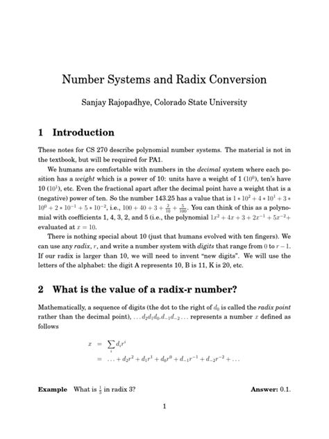 Number Systems Pdf Numbers Algorithms