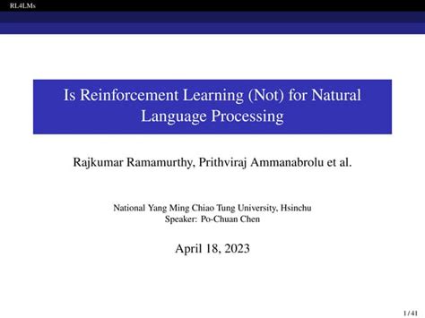 Is Reinforcement Learning Not For Natural Language Processing Pdf