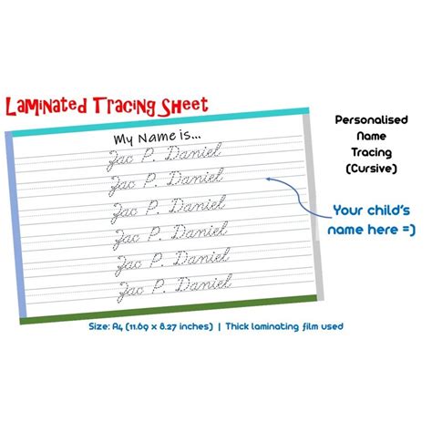 Cursive Writing Tracing Personalised Name Alphabet REUSABLE LAMINATED Shopee Malaysia