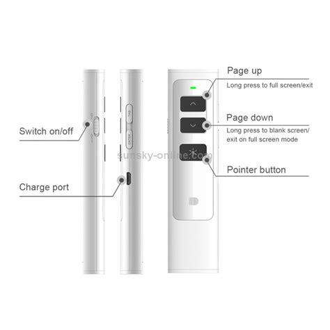 Doosl Dsit013 24ghz 충전식 Powerpoint 프레젠테이션 원격 제어 Powerpoint Keynote Prezi 용 다기능 레이저 포인터 제어