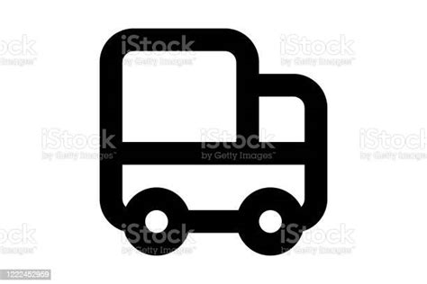 배달 트럭 벡터 아이콘입니다 화물 밴 물류 기호 흰색 배경에 격리된 플랫 벡터 기호입니다 그래픽 및 웹 디자인을 위한 간단한 벡터 일러스트레이션 교통에 대한 스톡 벡터 아트