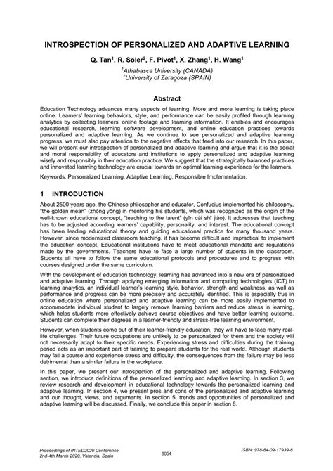 PDF INTROSPECTION OF PERSONALIZED AND ADAPTIVE LEARNING