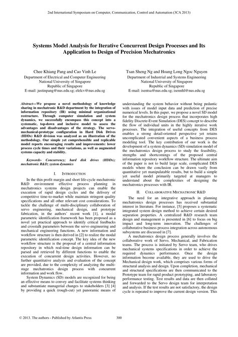 Pdf Systems Model Analysis For Iterative Concurrent Design Processes And Its Application To
