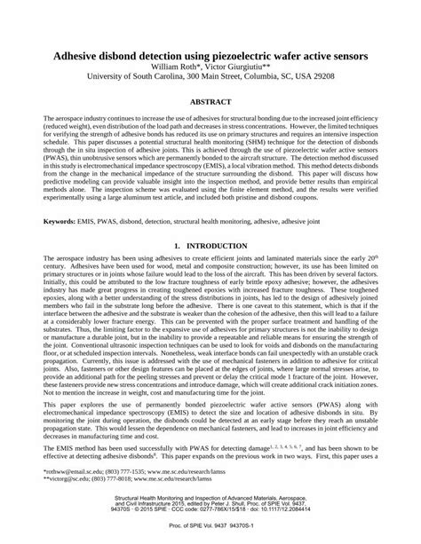 Pdf Adhesive Disbond Detection Using Piezoelectric Wafer Dokumentips