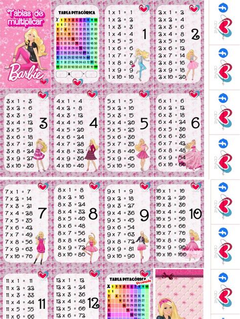 Tablas Barbie Pdf 27d In 2025 Barbie Invitations Barbie Coloring