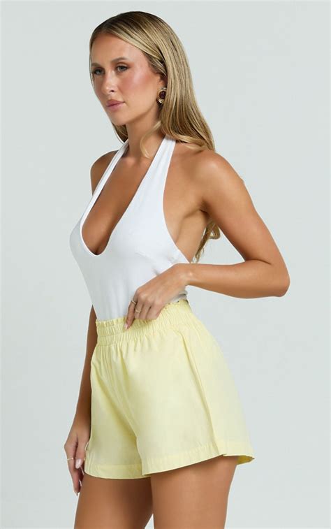 Terah Shorts High Waisted Shorts In Butter Yellow Au Showpo