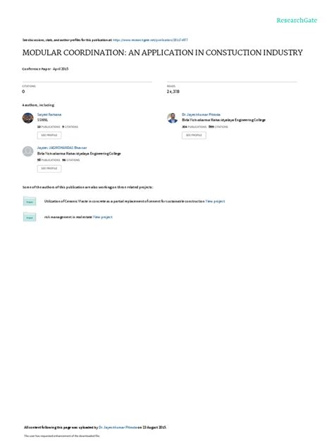 Modular Coordination An Application In Constuction Industry Pdf