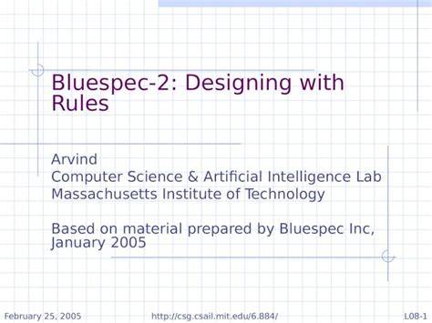 Ppt Bluespec 2 Designing With Rules Arvind Computer Science