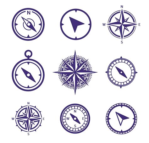 Compasses And Wind Rose Icons On A Marine Theme Premium Vector