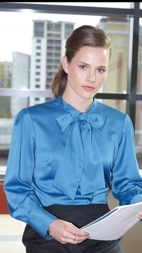 Pussy Bow Blouse Blouse And Skirt Blouse Dress Silk Satin Dress