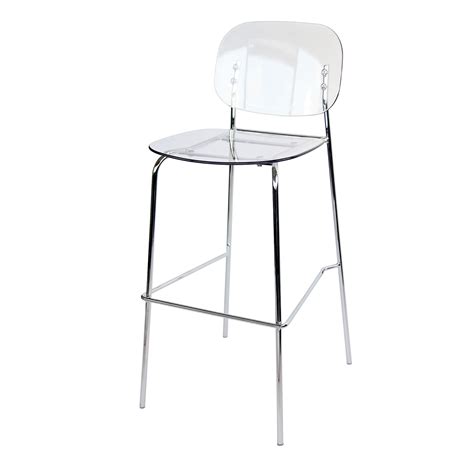 Bc028clearbar Clear Bar Stool Chrome Metallic Frame Restaurant