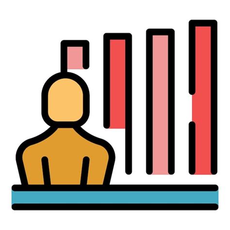 Premium Vector Office Graph Chart Icon Outline Vector Course Seminar Staff Business Color Flat