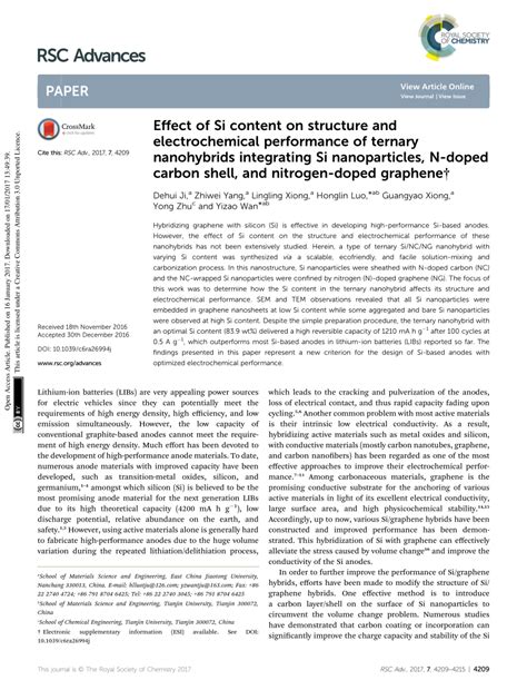 Pdf Effect Of Si Content On Structure And Electrochemical Performance