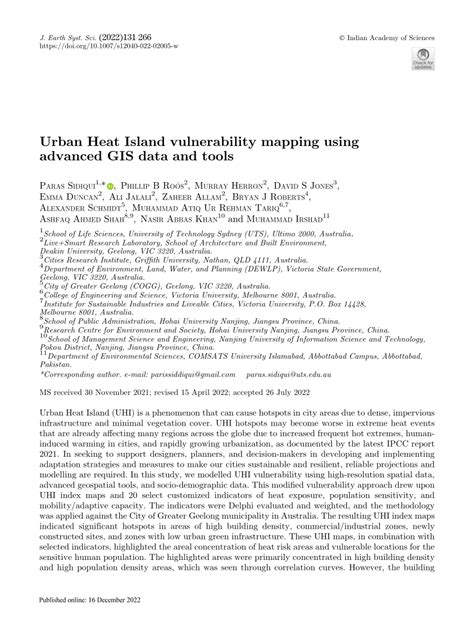 Pdf Urban Heat Island Vulnerability Mapping Using Advanced Gis Data
