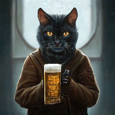 «Кот пьёт пиво — создано в Шедевруме