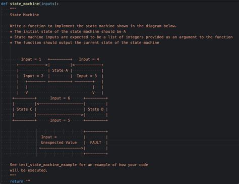 Solved State Machine Write A Function To Implement The