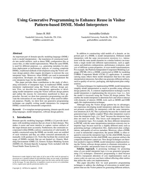 pdf using generative programming to enhance reuse in visitor pattern