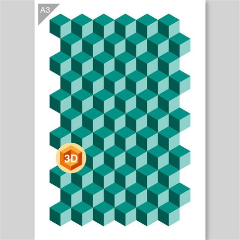 Cubes Stencil Stencil Cube Pattern Stencil 3 Layers A3 Etsy