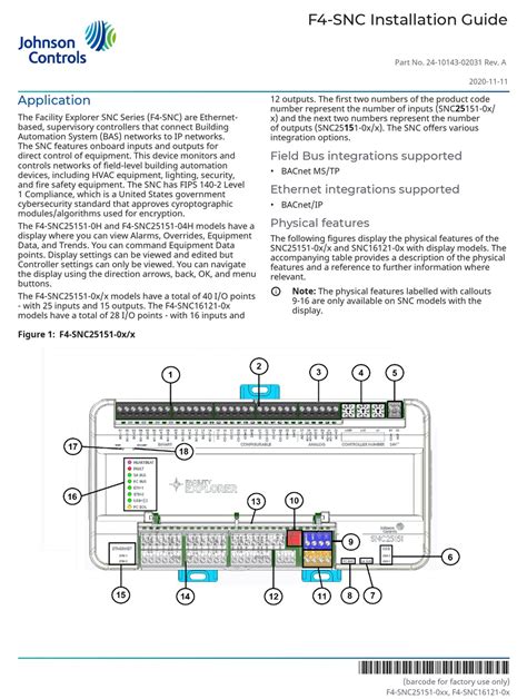 Johnson Controls F4 Snc Installation Manual Pdf Download Manualslib