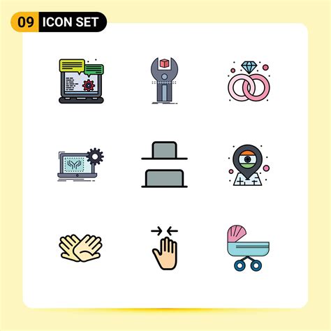 Mobile Interface Filledline Flat Color Set Of 9 Pictograms Of Bottom Engineering Programming