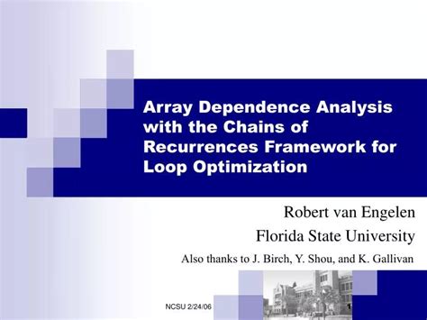 Ppt Array Dependence Analysis With The Chains Of Recurrences