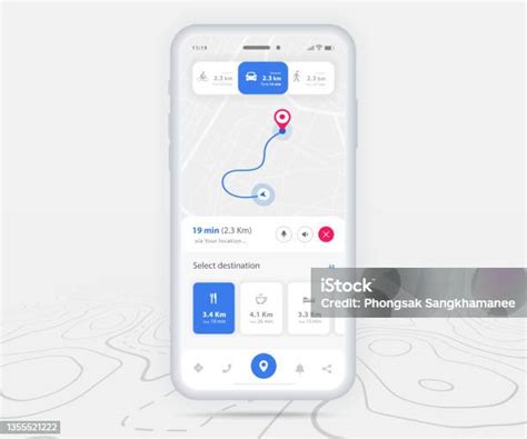 지도 Gps 네비게이션 Ux Ui 개념 화면에 스마트 폰지도 응용 프로그램 대상 포인트 응용 프로그램 지도 탐색 기술지도 도시