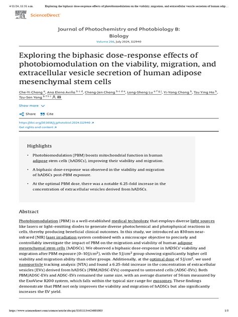 Inglés Exploring The Biphasic Dose Response Effects Of Photobiomodulation On The Viability