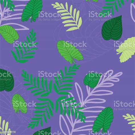 라일락 배경에 열대 식물의 녹색 잎에서 열대 인쇄 벡터 원활한 패턴 0명에 대한 스톡 벡터 아트 및 기타 이미지 0명 그래픽 프린트 꽃무늬 Istock