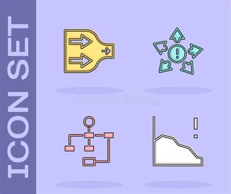 Set Financial Growth Decrease Arrow Hierarchy Organogram Chart And