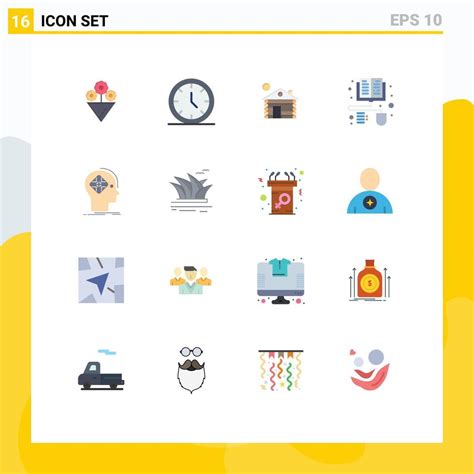 Modern Set Of 16 Flat Colors And Symbols Such As Mind Future Service